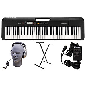 Casio CT-S200BK 61-Key Premium Keyboard Pack with Stand, Headphones & Power Supply, Black (CAS CTS200BK PPK) | Casio SP-20 Upgraded Piano-Style Sustain Pedal, Black