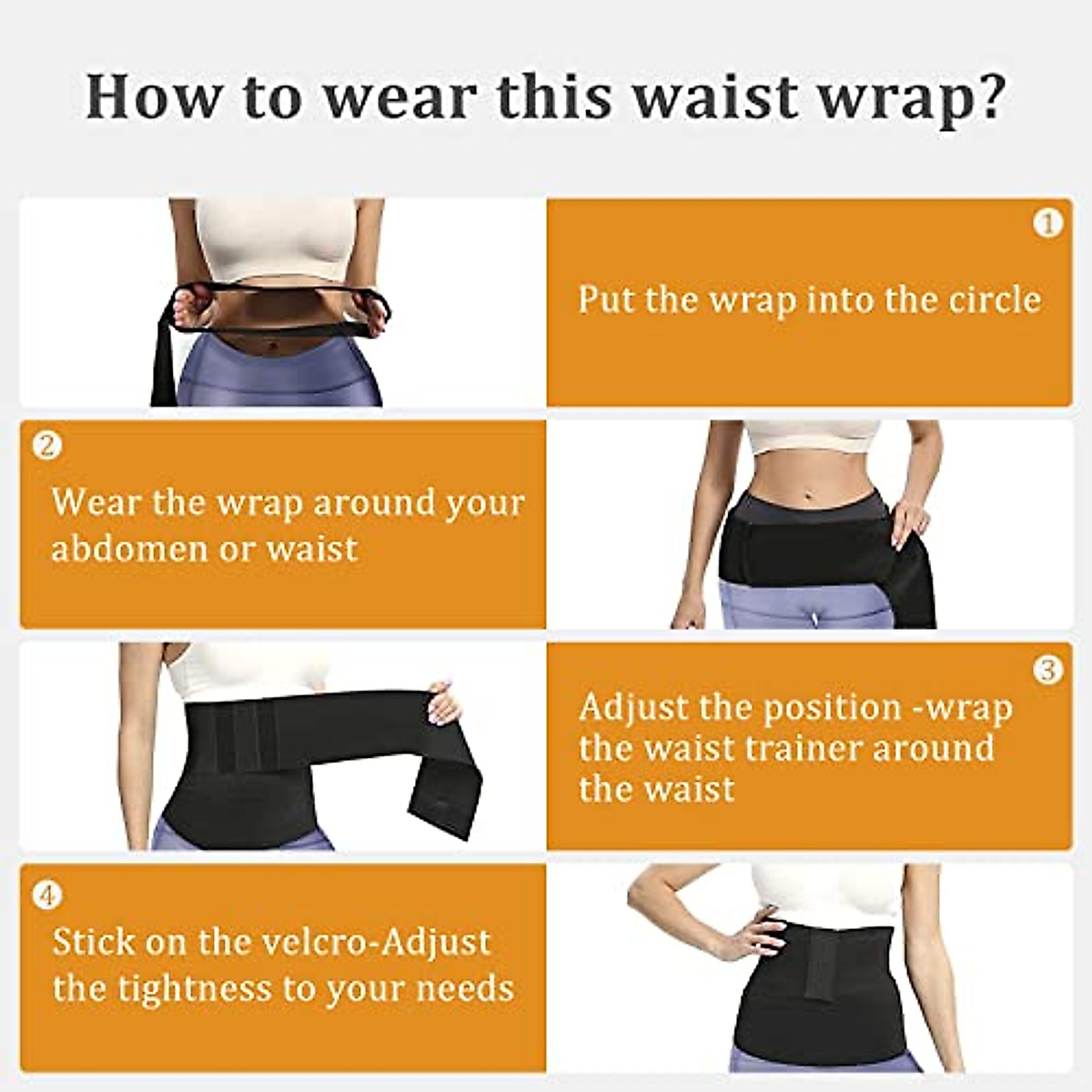 Dumoyi Waist Trainer for Women Lower Belly Fat, Wrap Waist Trainer for Women, Snatch Me Up Bandage Wrap, Plus Size Waist Wraps for Stomach, Waist Trimmer for Women Black