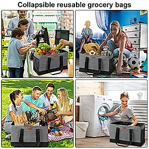 WONDAY Extra Large Utility Tote Bag, Reusable Grocery Bags Foldable, Large Tote Bag With Handles Utility Tote Shopping Bags for Groceries, Storage, Picnic, Beach, Pool, Laundry (Grey)