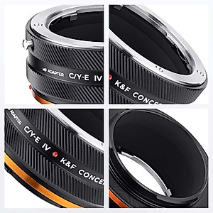K&F Concept IV PRO C/Y-NEX Lens Mount Adapter Manual Focus Compatible with Contax/Yashica SLR Lens to Sony-E NEX Mount Camera Body with Matting Varnish Design