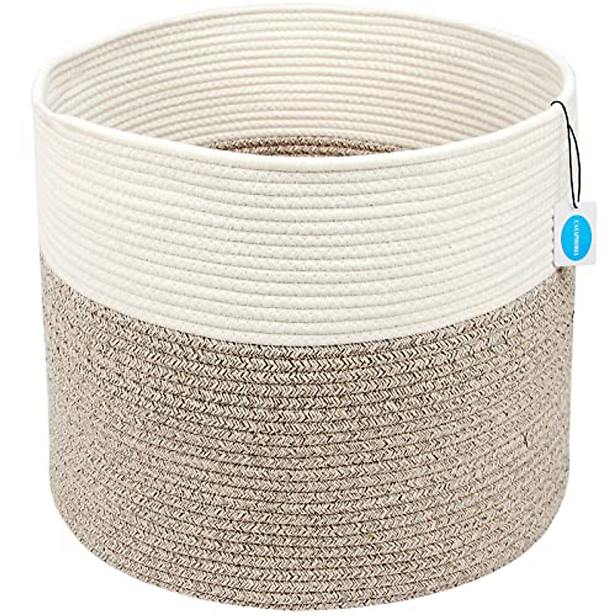 Casaphoria Large Cotton Rope Storage Baskets for Organizing with Built-in Handles,Tall Woven Laundry Hamper, Blanket Basket for Living Room, Round Woven Storage Baskets for Pillows, Towels