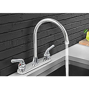 Highcraft 393I9 Kitchen Faucet Without Spray, High Arc Swivel Spout Two Easy to Operate Metal Handles, Chrome Finish Lead-Free Construction 2.2 GPM Flow Rate