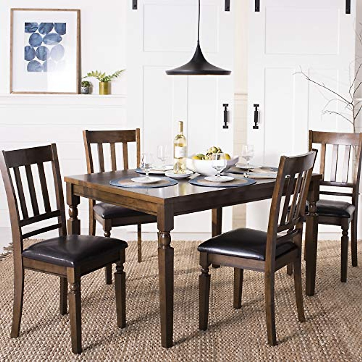 Safavieh Home Collection Kodiak 5 Piece Dining Set, Light oak and Black