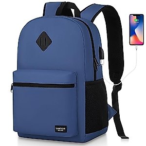 YAMTION School Backpack,Classic Bookbag Men and Teen Boy Schoolbag with USB Charging Port for High School College Office Work Travel