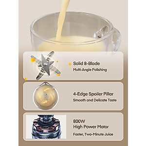 FOHERE 35oz 6 In 1 Nut Milk Maker, 1000ml 800W Automatic Cow Milk Maker Machines Plant-Based Milk, Soy, Oat, Juice, Baby Food, With 12H Timer/Self-Clean/Keep Warm/Boil