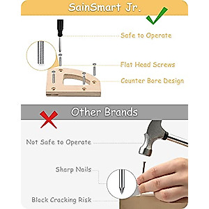 SainSmart Jr. Woodworking Building Kit, 4-in-1 Kids STEM Projects Set, DIY Wood Crafts Assembly Toys with Different Combinations for Boys and Girls