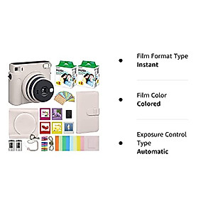 Fujifilm Instax Square SQ1 Instant Camera Chalk White with Carrying Case + Fuji Instax Film Value Pack (40 Sheets) Accessories Bundle, Photo Album, Assorted Frames + More