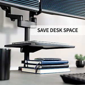 VIVO Universal Steel 14 x 10 inch Shelf Pole Mount for TV Cart, Speaker Stand, and More/Clamp-on Utility Storage Platform, Black, MOUNT-SF13P