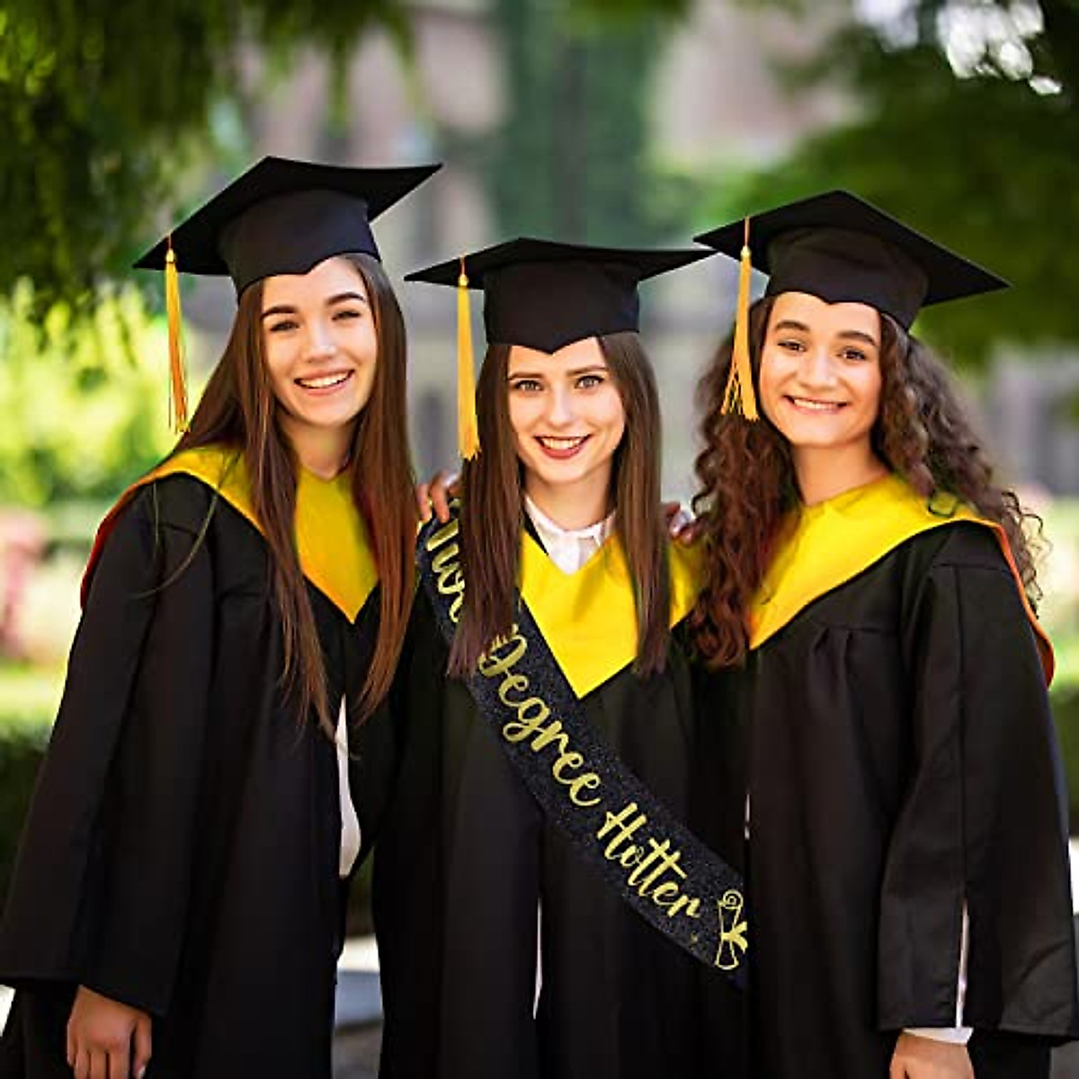 Funmemoir Graduation Party Decorations 2023 Black and Gold - Two Degree Hotter Sash, Congrats Grad Class of 2023 Sash for Senior High School College Graduation Party Supplies Party Gifts