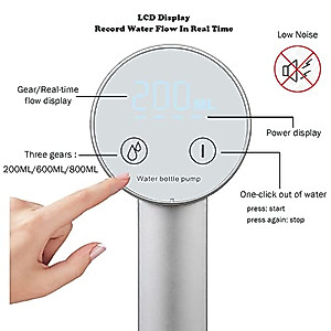 JrundMsoxz 5 Gallon Water Dispenser with Base, Electric Folding Water Pump with USB Charging and Auto-Off, Portable Water Dispenser for Universal 2-5 Gallons, Touch Screen and Low Noise (White)