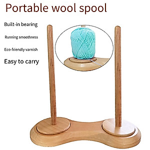 Geynutaly Double Wooden Yarn Skein Holder for Crocheting, Yarn Holder for Knitting Yarn Spindle Dispenser Crocheting Tool Easy Install Easy to Use