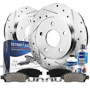 Detroit Axle - Rear Brake Kit for Chrylser 300 Dodge Challenger Charger Magnum Drilled and Slotted Brake Rotors Ceramic Brakes Pads Replacement: 12.60" inch Rear Rotors
