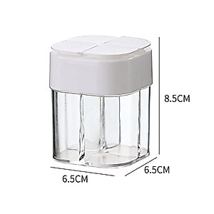 LONGSHENGDA 4-in-1 Transparent Portable BBQ Condiment Storage Box Spice Dispenser 4 Compartment with Lid Cooking BBQ Salt Pepper Shaker