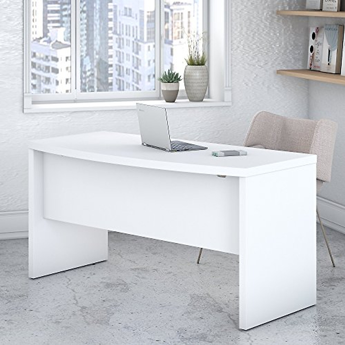 Bush Business Furniture Echo Bow Front Desk, 60W, Pure White