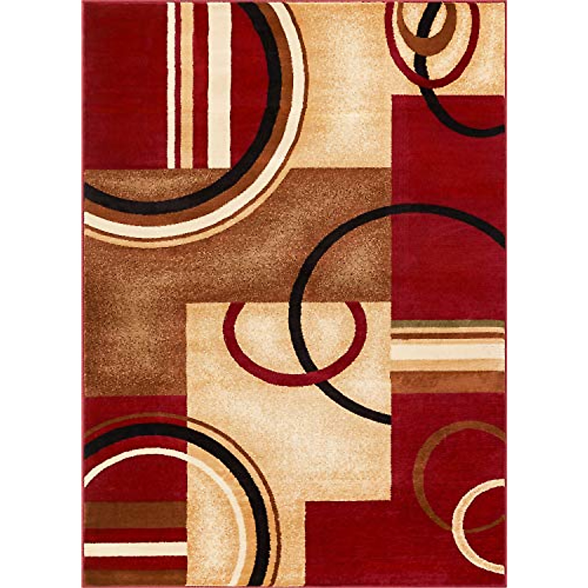 Well Woven Barclay Arcs & Shapes Red Modern Geometric Area Rug 5'3" X 7'3"