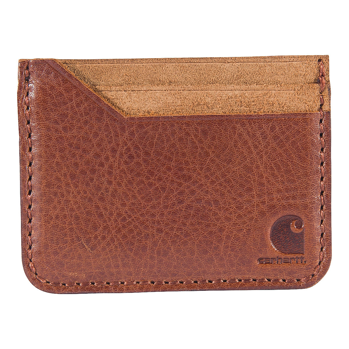 Carhartt Men's Rugged Patina Leather Wallets, Available in Multiple Styles and Colors, Front Pocket (Brown), One Size