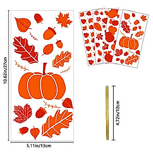 JOICEE 120PCS Fall Cellophane Bags, Maple Leave Cellophane Treat Candy Bags with Twist for Thanksgiving Halloween Party Favor…