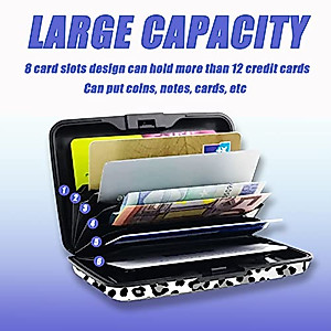 Handlein Credit Card Holder， Mini RFID aluminum wallet credit card holder, Mini Womem or Men Credit Card Wallet. (Snow Leopard)