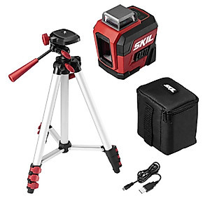 SKIL 100ft. 360° Green Self-Leveling Cross Line Laser Level with Horizontal and Vertical Lines Rechargeable Lithium Battery with USB Charging Port, Compact Tripod & Carry Bag Included - LL9322G-01