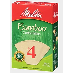 Melitta #4 Cone Coffee Filters, Bamboo, 80 Count
