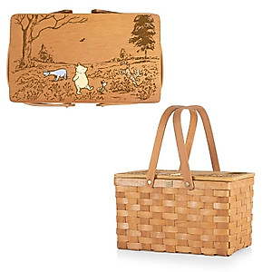 PICNIC TIME Disney Winnie the Pooh Poppy Personal Picnic Basket, Insulated Lunch Bag, Retro Lunch Box, (Beige)