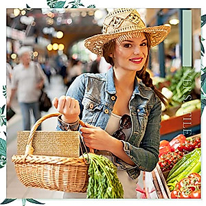 6 Pcs Women Straw Clutch Bag Bohemian Summer Beach Straw Purse Woven Hawaii Handbag Women Straw Handbags Rattan Women's Wristlet Handbags for Women, Girls, Party and Daily Use