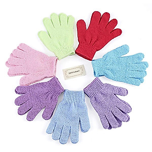8 Pairs Double Sided Exfoliating Gloves Body Scrubber Scrubbing Glove Bath Mitts Scrubs for Shower, Body Spa Massage Dead Skin Cell Remover 1