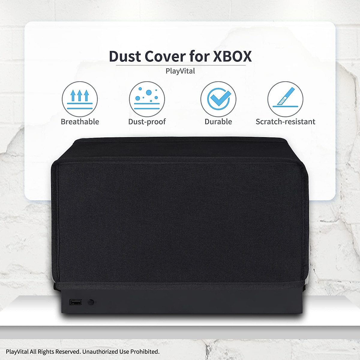 PlayVital Black Nylon Horizontal Dust Cover for Xbox Series X Console, Soft Neat Lining Dust Guard, Anti Scratch Waterproof Cover Sleeve for Xbox Series X Console