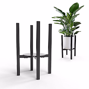 2-Pack Adjustable Indoor Outdoor Plant Stand - Black Heavy Duty Metal Plant Holder,Mid Century Flower Stand Fits 6- To 11.8-inch Plant Pots,Floor Planter Stands That Can Hold Over 150 lbs,Anti-rust