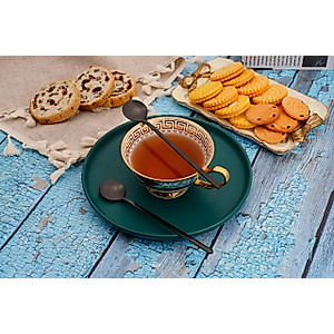 Spoons set 6pcs stainless black spoon, use for coffee mixing, tea, dessert cake ice cream spoon, ice tea, espresso, cocktail mixing spoon, home dinner, set of 6, 6.7-inch