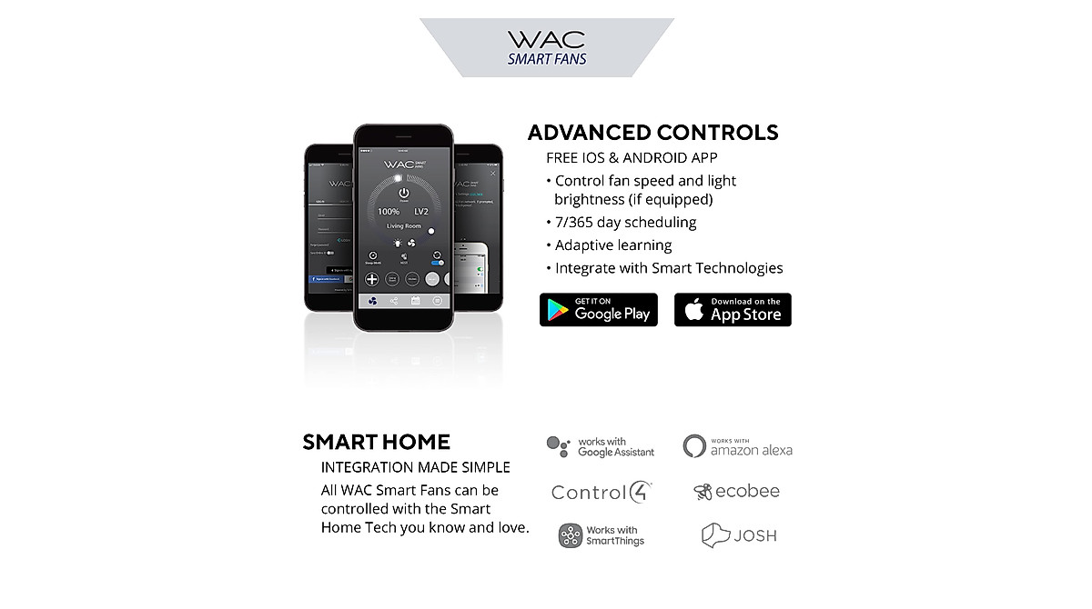WAC Smart Fans Odyssey 54in Ceiling Fan with Smart Home Control