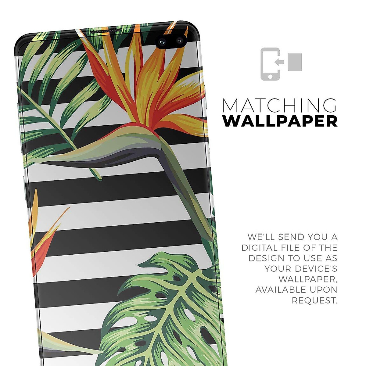 DesignSkinz Vivid Tropical Stripe Floral v1 Protective Vinyl Decal Wrap Skin Cover Compatible with The Samsung Galaxy S20 (Screen Trim & Back Glass Skin)