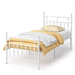 Weehom Twin Size Bed Frame with Headboard Strong Slats Support Heavy Duty Twin Bed Large Storage Easy Assembly for Kids Adults, White