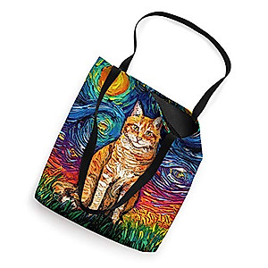 Orange Tabby Tiger Cat Starry Night Colorful Art by Aja Tote Bag