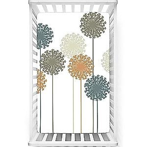 Dandelion Themed Fitted Mini Crib Sheets,Portable Mini Crib Sheets Soft and Breathable Bed Sheets - Great for Boy or Girl Room or Nursery,24“ x38“,Multicolor