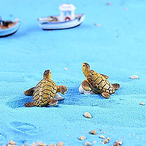 8 Pcs Resin Beach Sea Turtle Miniature Figurine, Fish Tank Decoration Fairy Garden Dollhouse Landscape Decor Ornament