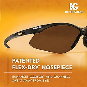 KleenGuard™ V30 Nemesis™ Safety Glasses (25688), with Mirror Coating, Smoke Lenses, Black Frame, Unisex Sunglasses for Men and Women (Qty 12)