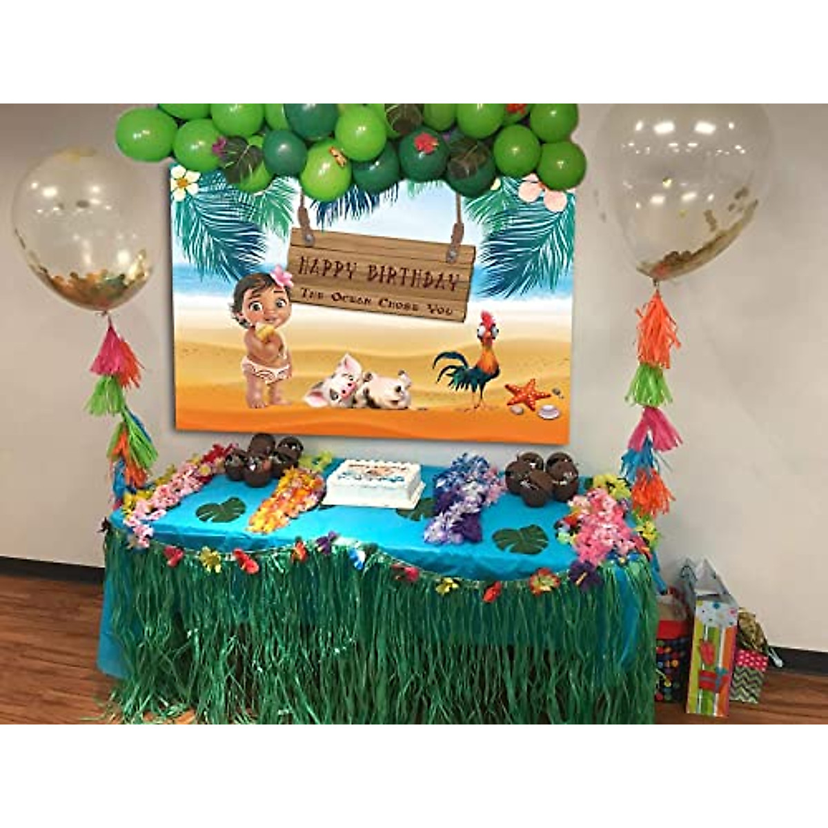 GYA 7x5ft Moana Happy Birthday Backdrop 1st Birthday Party Sea Summer Photography Backdrop Baby Shower Moana Background Table Decoration