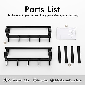 KES Over The Cabinet Door Organizer with Towel Bar, Cutting Board Organizer Cabinet Door, Cutting Board Holder with Towel Holder Matte Black, KUR521-BK