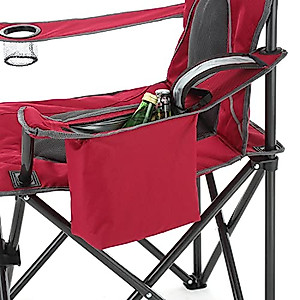 ARROWHEAD OUTDOOR Portable Folding Camping Quad Chair w/ 4-Can Cooler, Cup-Holder, Heavy-Duty Carrying Bag, Padded Armrests, Supports up to 330lbs, USA-Based Support