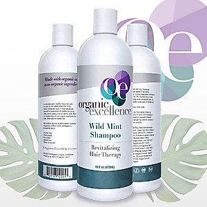 Organic Excellence Natural Organic Shampoo, Wild Mint & Rosemary, Chemical Free, Plant-Based, Toxin-Free, Cruelty-Free, Certified Herbs & Oils For Healthy Full-Bodied Hair 16 fl. oz