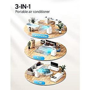 VAGKRI Portable Air Conditioners 12000 BTU ASHRAE (8150 BTU DOE/SACC), 3-in-1 AC Unit with Fan & Dehumidifier Cool up to 500 sq. ft, Portable AC with Smart/Sleep Mode, 3 Fan Speeds, Auto Swing, 24H Timer, Remote Control