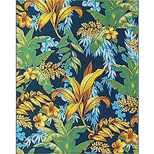 Unique Loom Outdoor Botanical Collection Area Rug - Calypso (7' 10" x 10' Rectangle, Multi/ Light Blue)