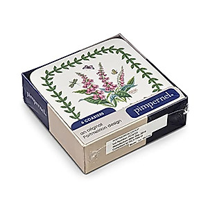 Pimpernel Botanic Garden Collection Coasters | Set of 6 | Cork Backed Board | Heat and Stain Resistant | Drinks Coaster for Tabletop Protection | Measures 4” x 4”