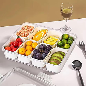 Snack Box Container, Divided Serving Tray with Lid and Handle Snackle Box Container, Snack Organizer for Adults Fruit Tray, Veggie Tray, Perfect for Party, tackle box for snacks