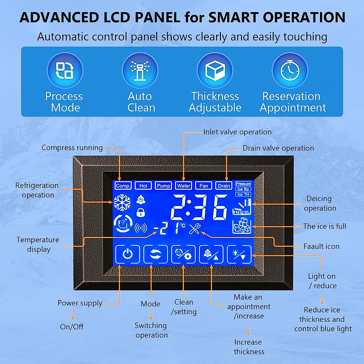 GarveeHome Commercial Ice Machine, 400Lbs Per Day with 350lbs Storage Bin, Stainless Steel Industrial Ice Cube Machine for Coffee Shop, Business Restaurant