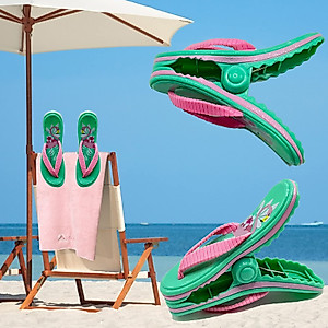 2 Pieces Beach Towel Clips Flamingo Pattern Beach Towel Clip Portable Towel Holder Clips for Beach Chairs Deck Patio Heavy Duty Laundry Clothes Pool Sun Loungers Clip Seaside Indoor Outdoor
