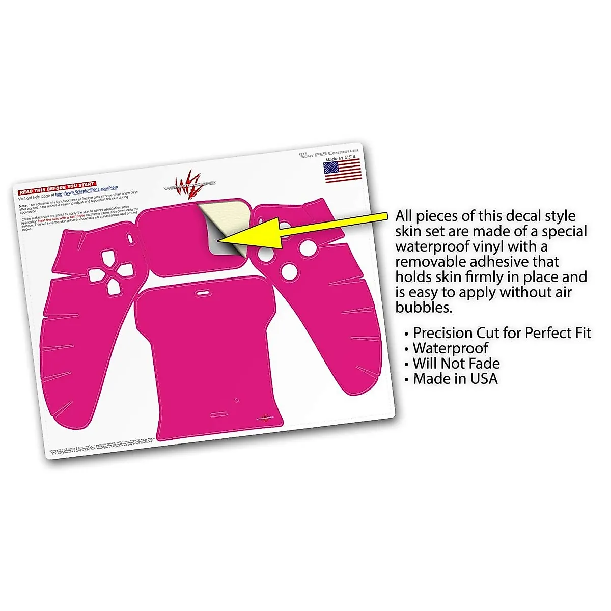 WraptorSkinz Skin Wrap compatible with Sony PS5 DualSense Controller Solids Collection Fushia (CONTROLLER NOT INCLUDED)
