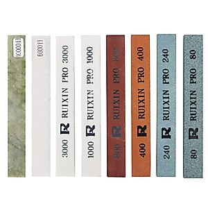 8Pcs Knife Sharpening Stones for RUIXIN Pro RX-008 Knife Sharpener Fixed-angle kit, Professional Whetstone Set Grindstone Polishing Stone without Base 80/240/400/800/1000/3000/6000/10000 Grit