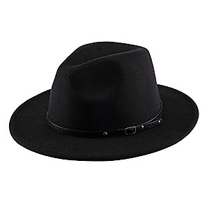FALETO Two Tone Red Bottom Wide Brim Wool Felt Fedora Hat Panama Hat Casual Jazz Hats for Men Women